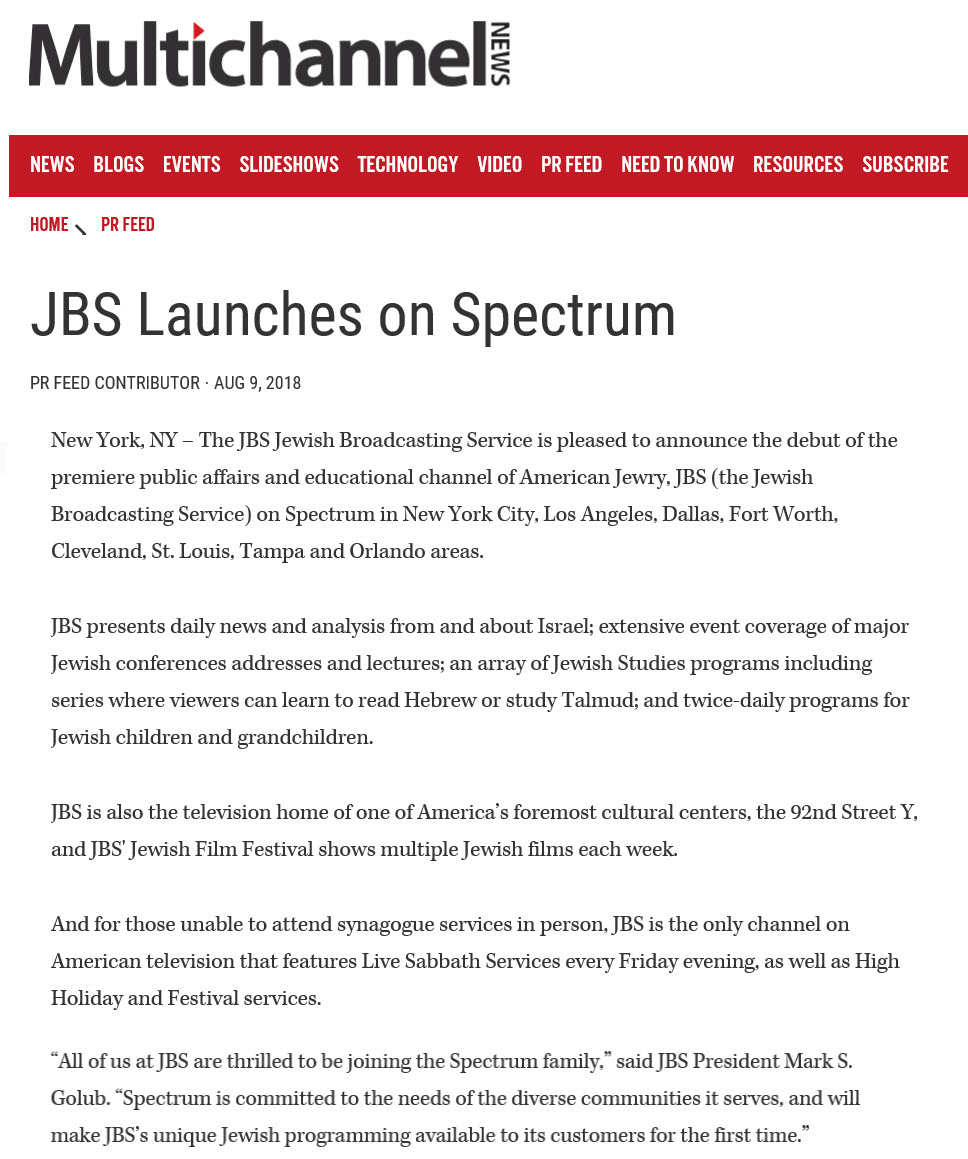 JBS Jewish Broadcasting Service - Your Source for Engaging Jewish Content